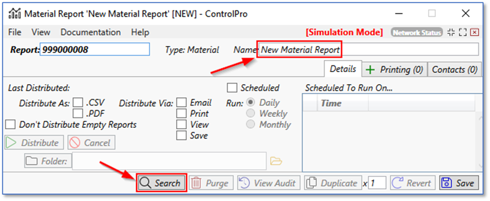 Material Reports – Murray Equipment